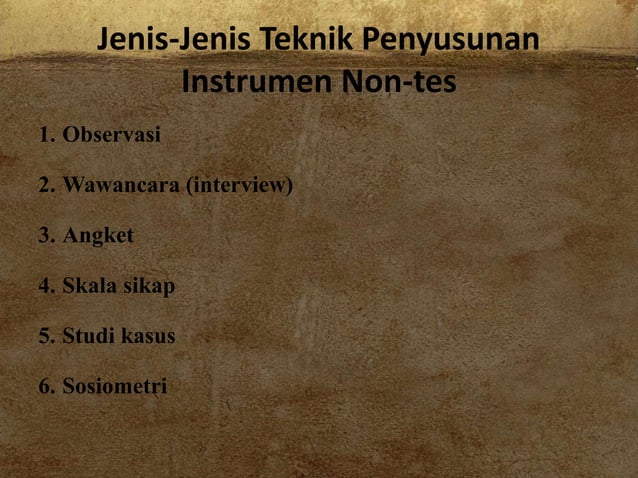 Teknis penyusunan instrumen non tes | PPTX