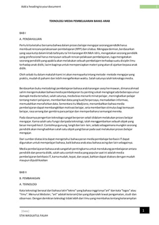 Teknologi dan media pembelajaran bahasa arab | DOCX