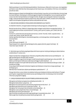Teknologi dan media pembelajaran bahasa arab | DOCX