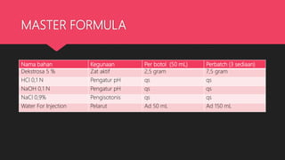 Teknologi formulasi iii infus dekstrosa | PPTX