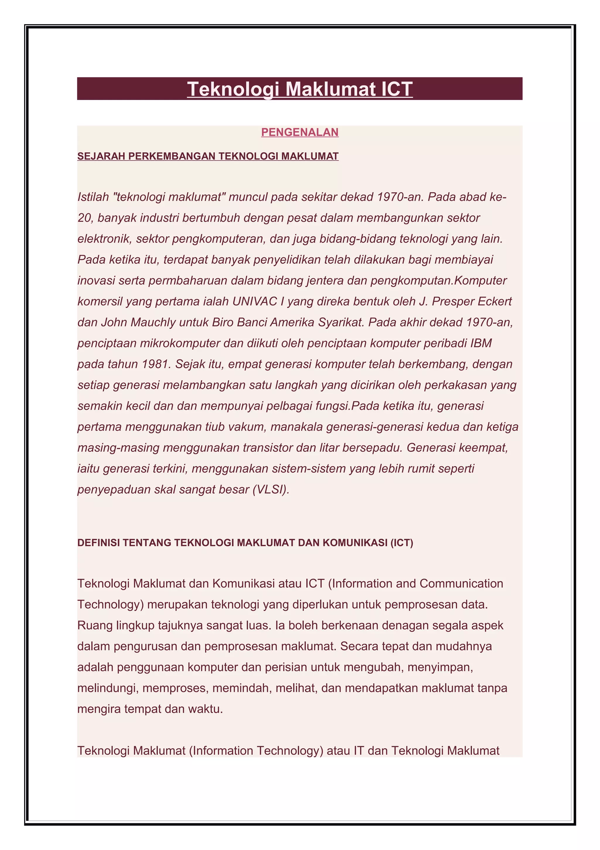 Teknologi maklumat ict | PDF