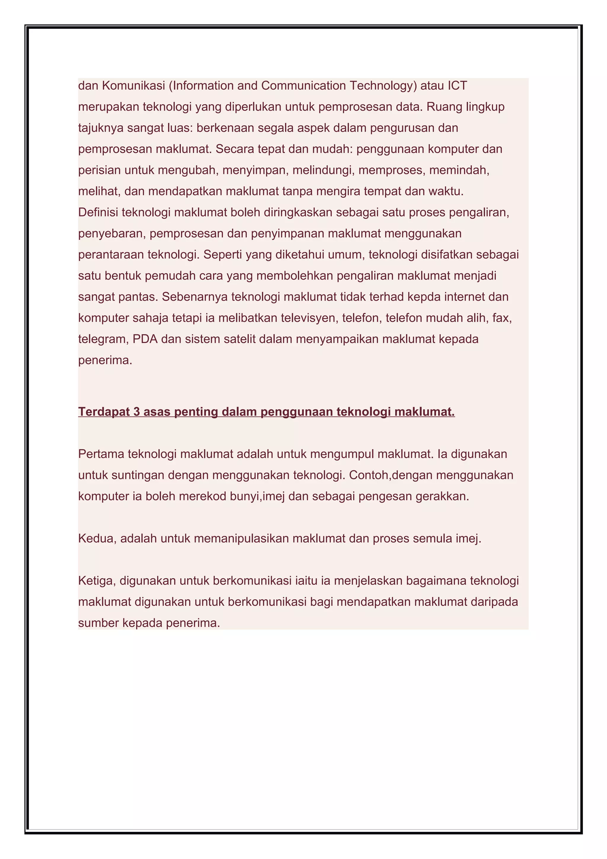 Teknologi maklumat ict | PDF