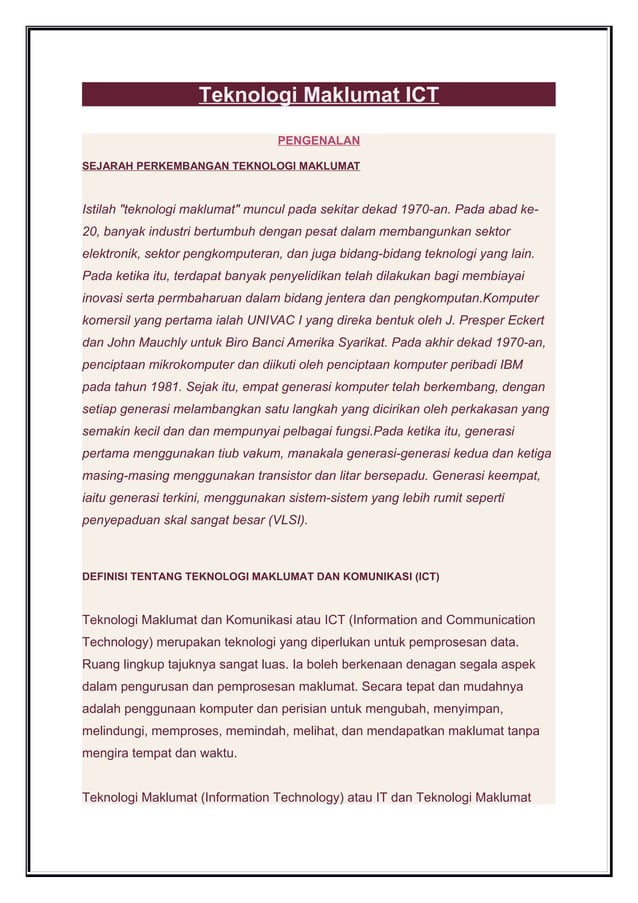 Teknologi maklumat ict | PDF