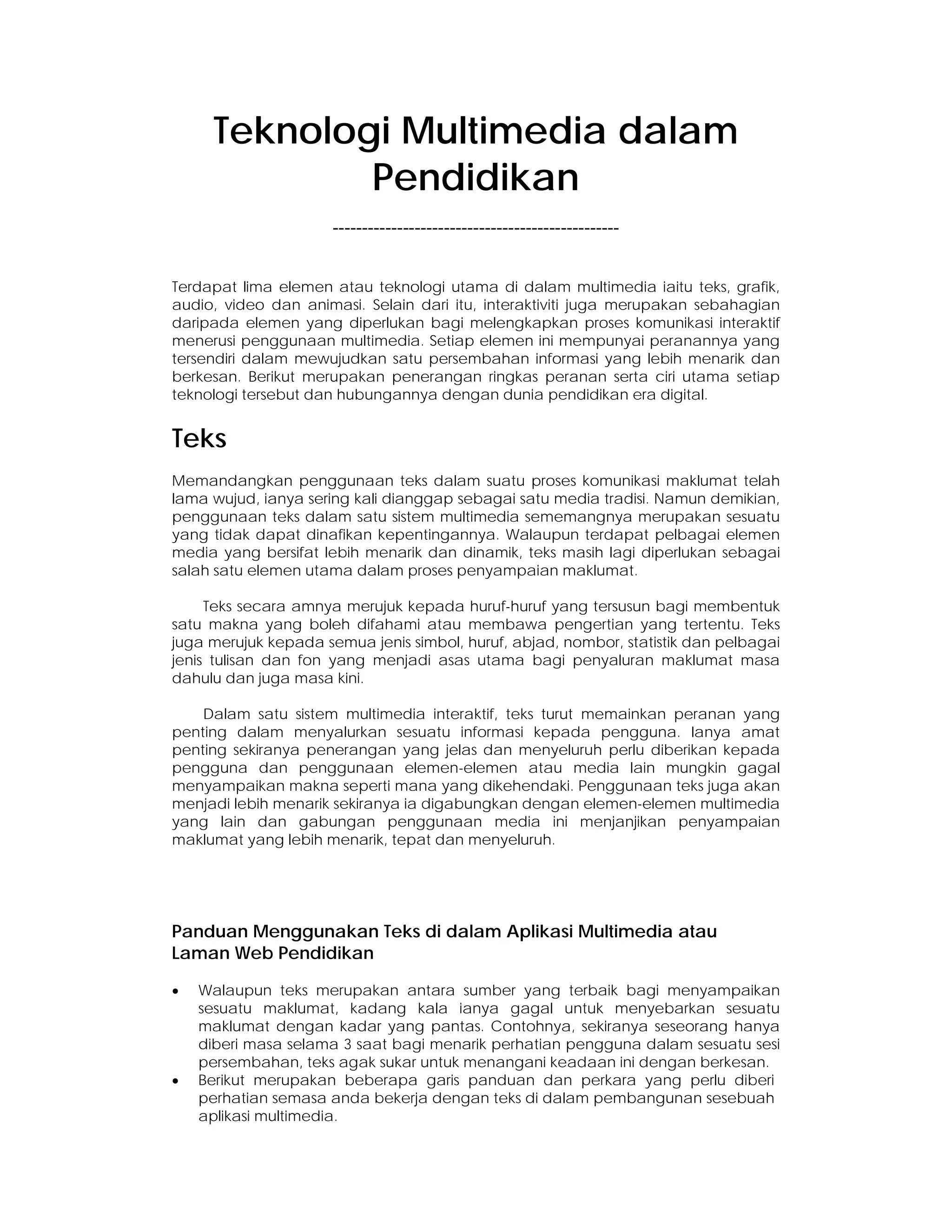 Teknologi multimedia dalam pendidikan | PDF