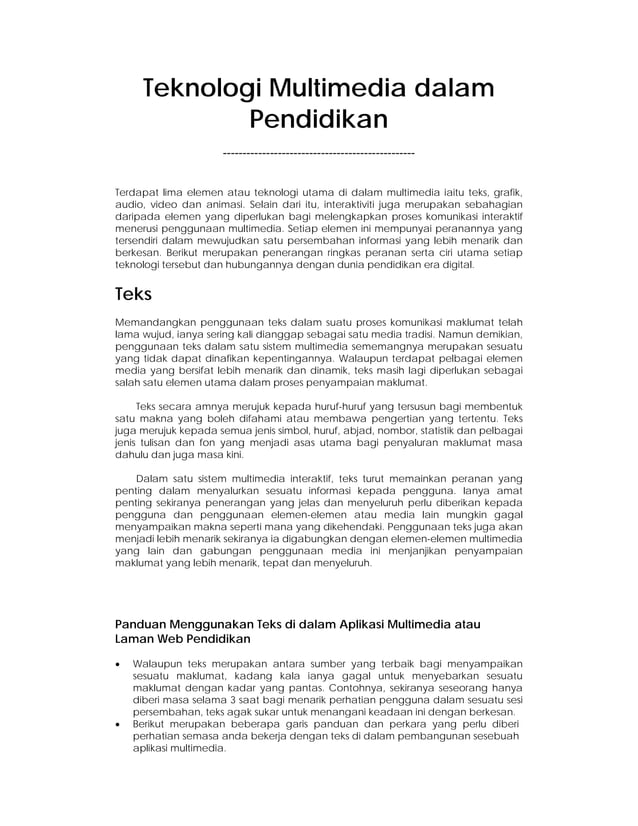 Teknologi multimedia dalam pendidikan | PDF