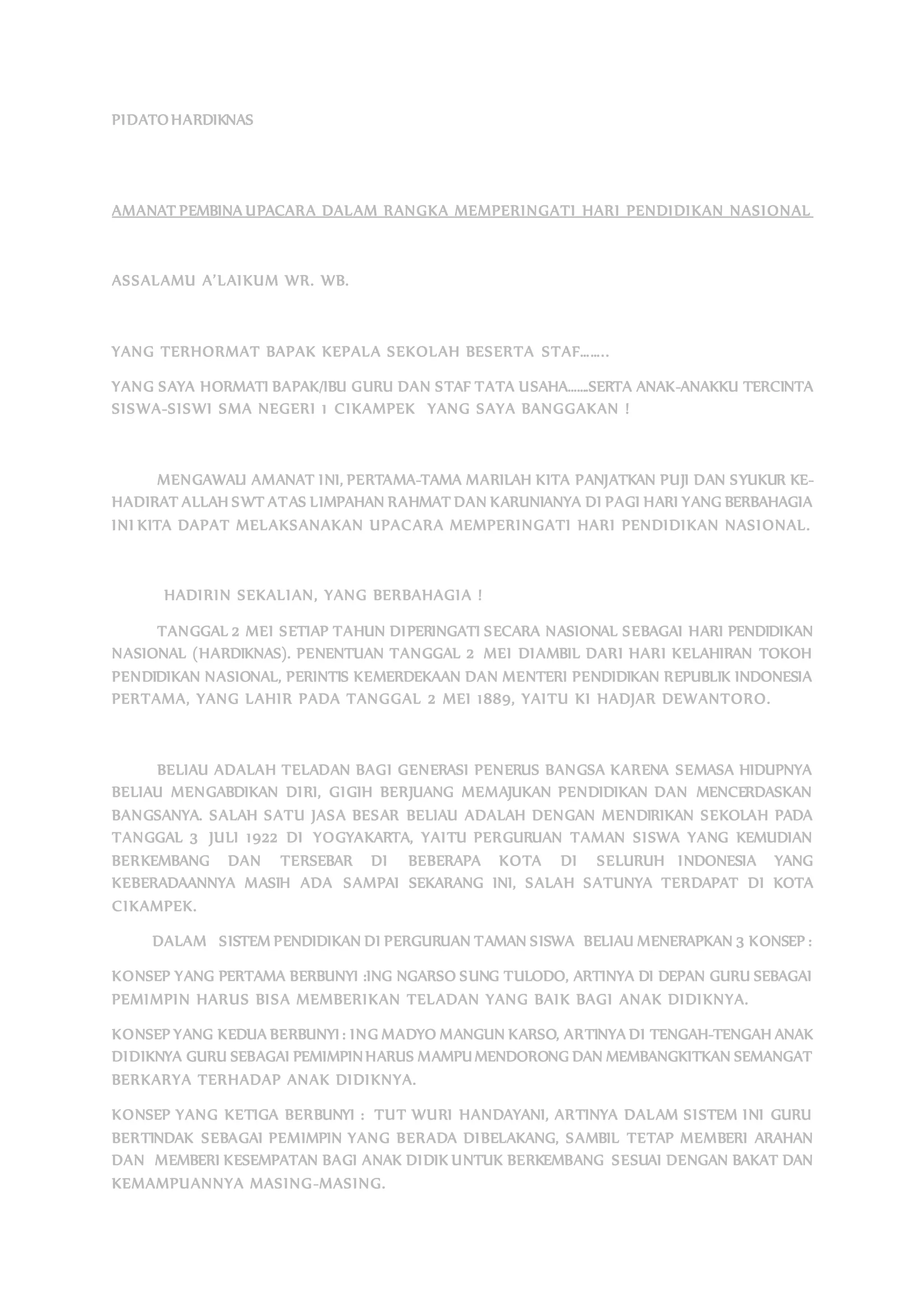 Teks amanat pembina upacara hardinas | PDF