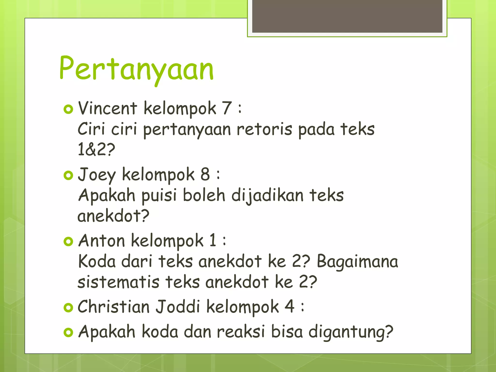 Pembahasan contoh Teks anekdot | PPTX