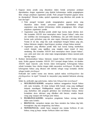 Teks Eksposisi - Integrasi ASEAN dalam Plurilingualisme | DOCX