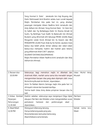 Teks emcee majlis nikah | PDF