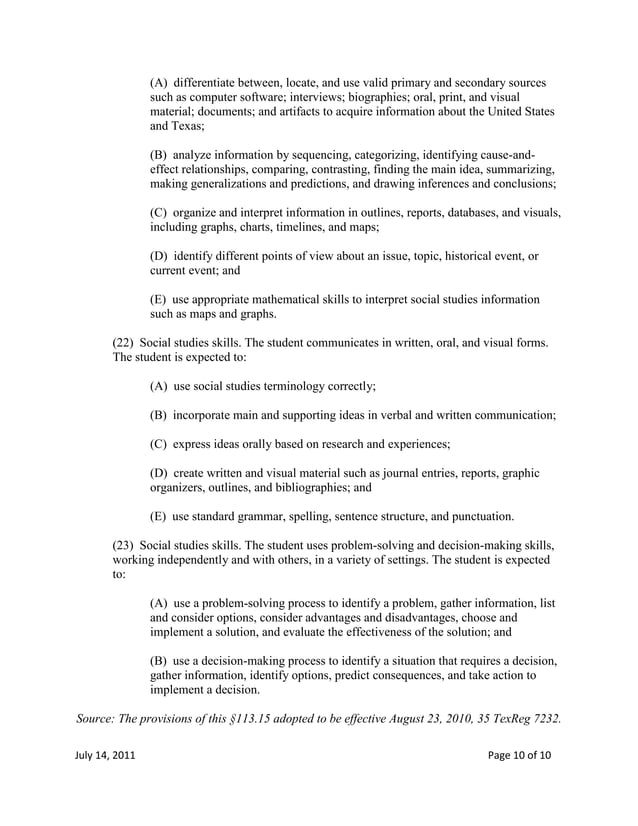 TEKS FOURTH GRADE 2011 2012 | PDF