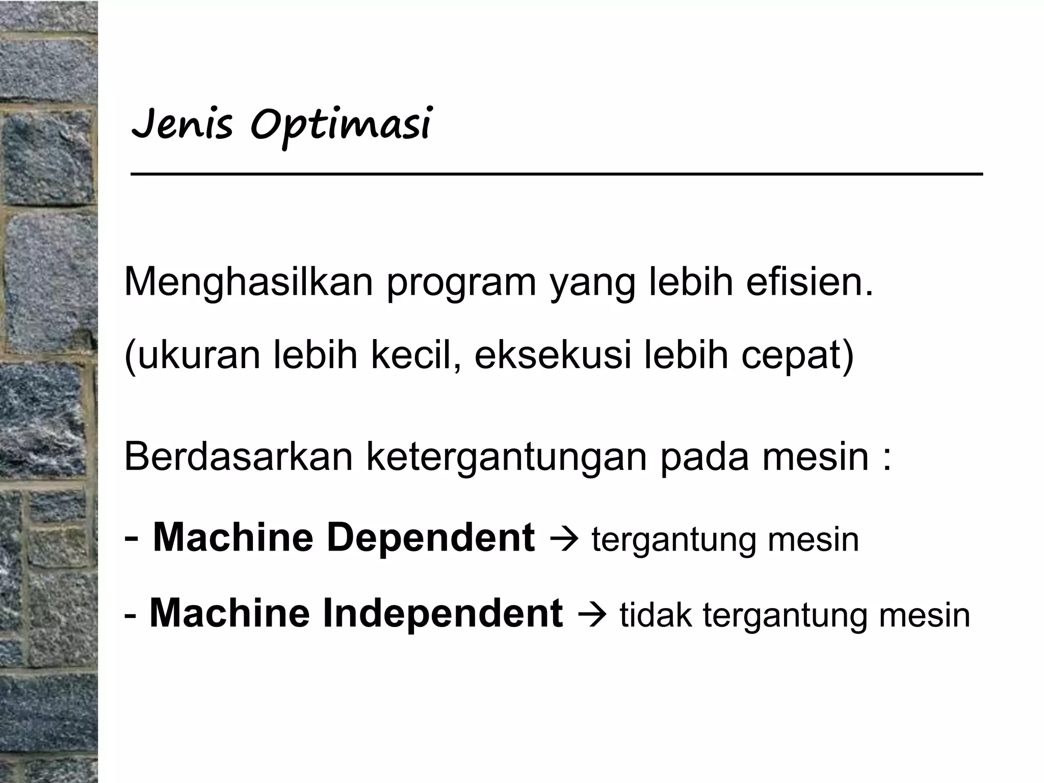 penanganan kesalahan, optimasi kode, tabel informasi (Teknik Kompilasi) | PPTX