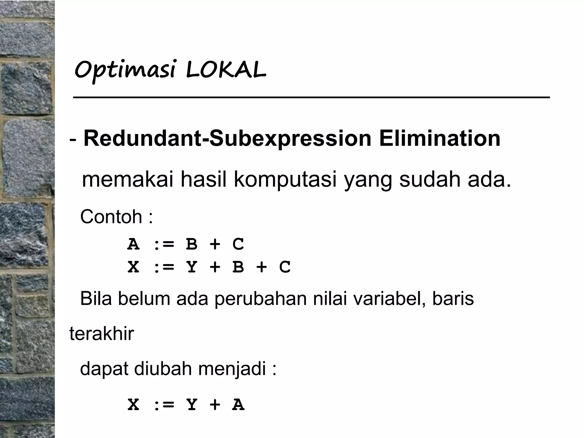 penanganan kesalahan, optimasi kode, tabel informasi (Teknik Kompilasi ...