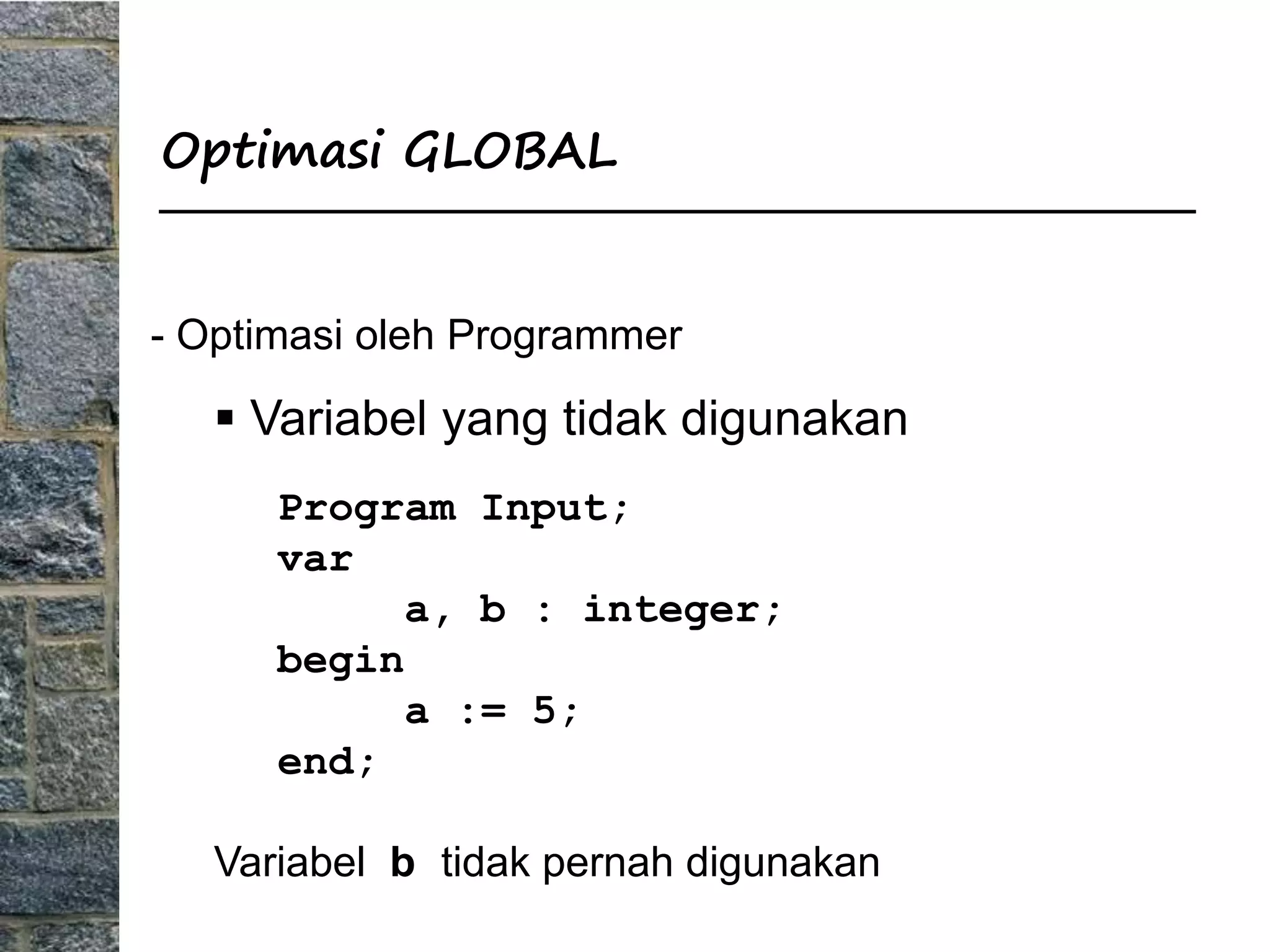 penanganan kesalahan, optimasi kode, tabel informasi (Teknik Kompilasi) | PPTX