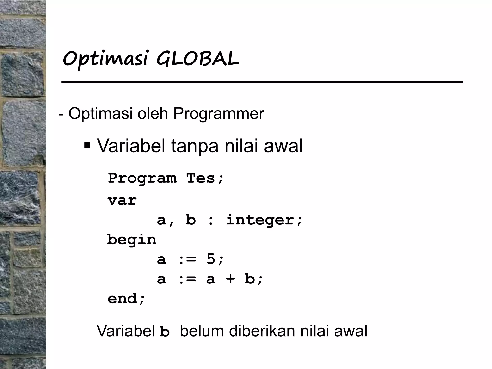 penanganan kesalahan, optimasi kode, tabel informasi (Teknik Kompilasi) | PPTX