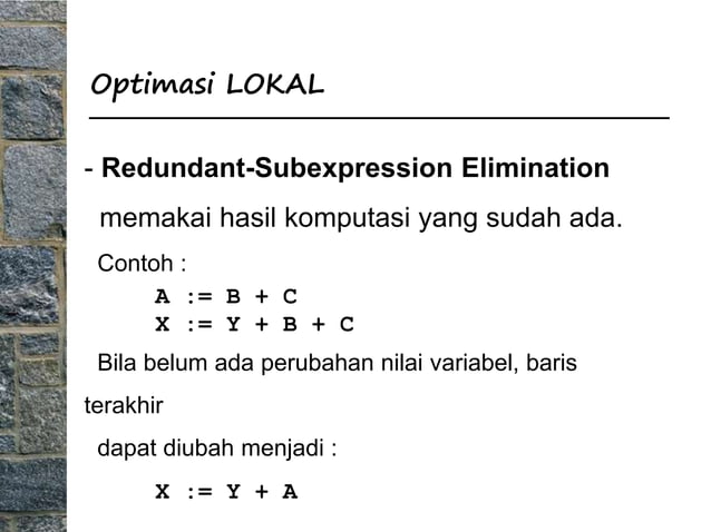 penanganan kesalahan, optimasi kode, tabel informasi (Teknik Kompilasi) | PPTX