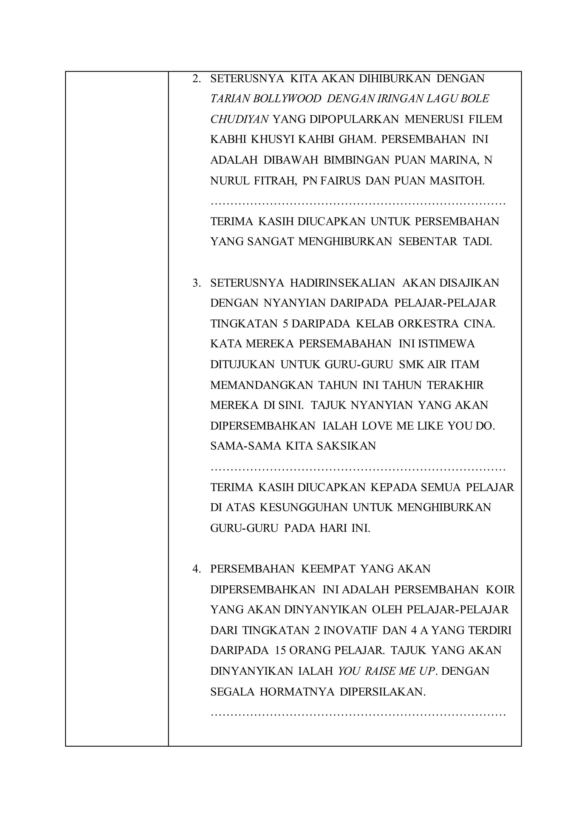 Teks juru acara majlis hari guru 2018 | DOCX