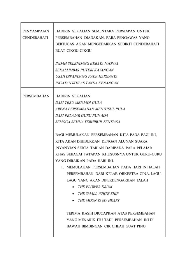 Teks juru acara majlis hari guru 2018 | PDF