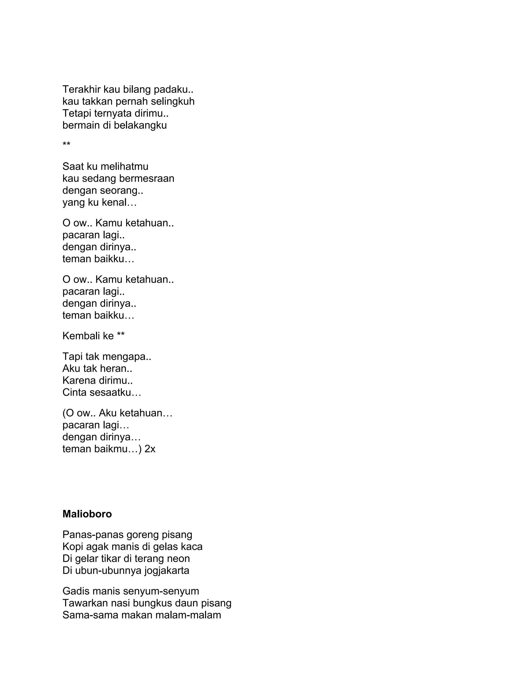 Teks lagu | RTF