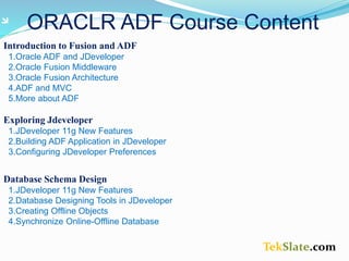 TeKslate Oracle ADF | PPTX | Databases | Computer Software and Applications