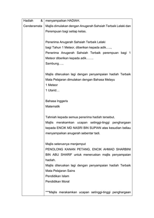 Teks MC: Majlis Penutupan Transisi | DOCX