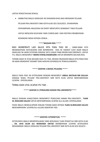 TEKS PENGACARA MAJLIS GRADUASI | DOCX