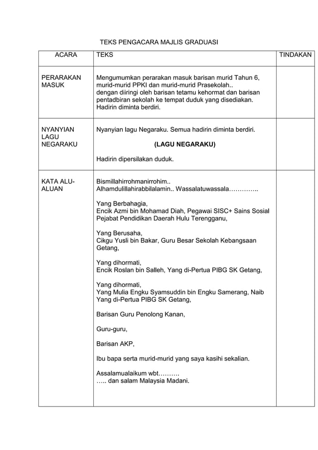 TEKS PENGACARA MAJLIS, MAJLIS GRADUASI DAN APRESIASI TAHUN 2023 | DOCX