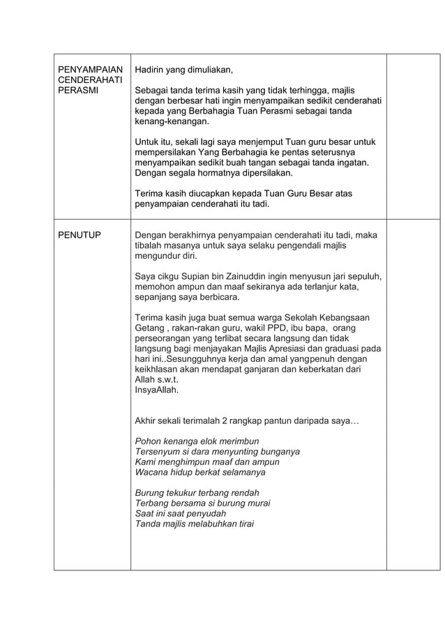 TEKS PENGACARA MAJLIS, MAJLIS GRADUASI DAN APRESIASI TAHUN 2023 | DOCX