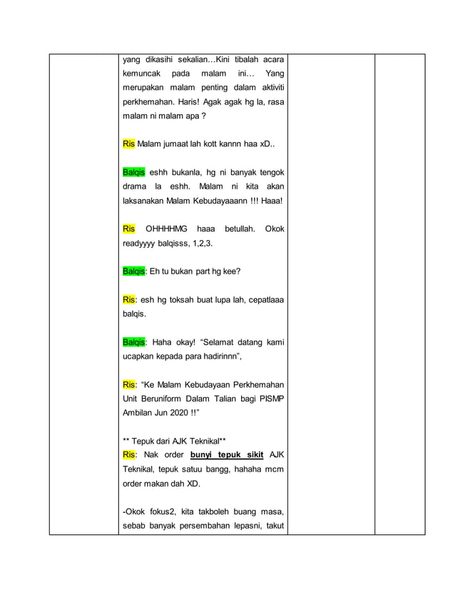 Teks MC Malam Kebudayaan UB IPG | DOCX