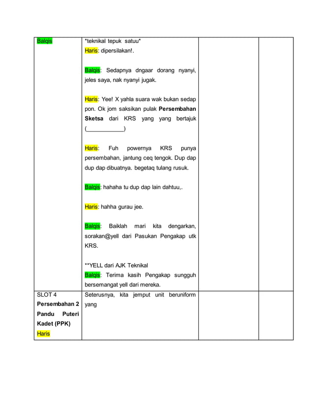 Teks MC Malam Kebudayaan UB IPG | DOCX