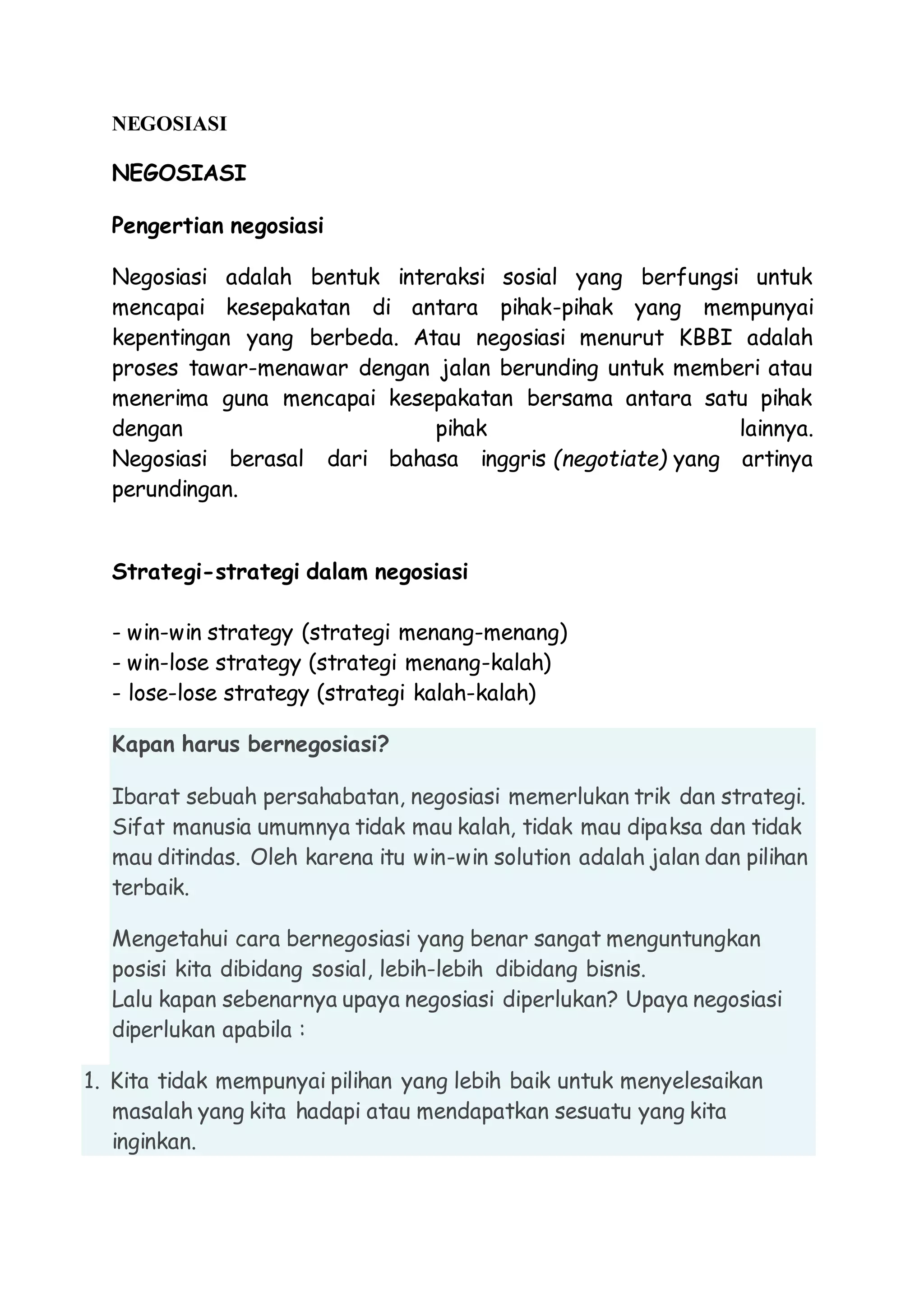 Teks negosiasi | PDF