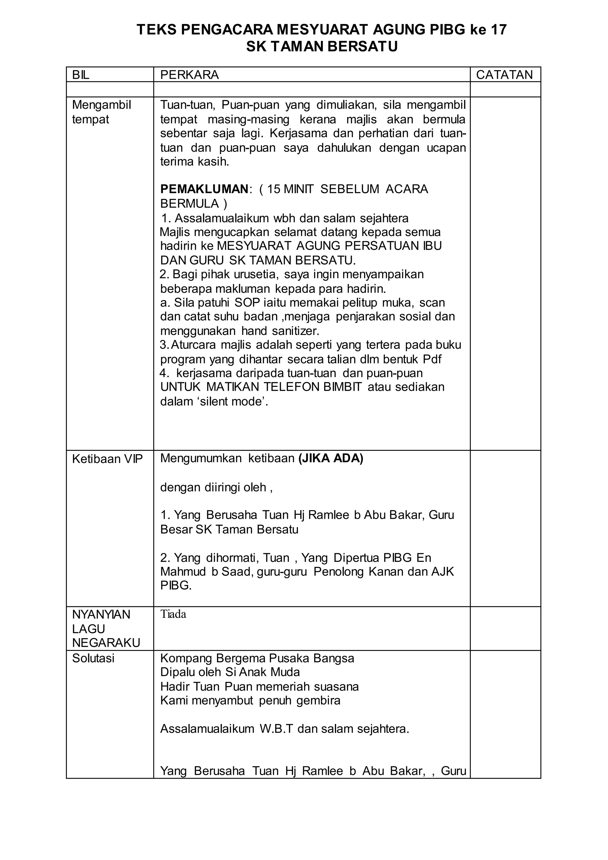 Teks pengacara majlis mesyuarat agung pibg | DOCX