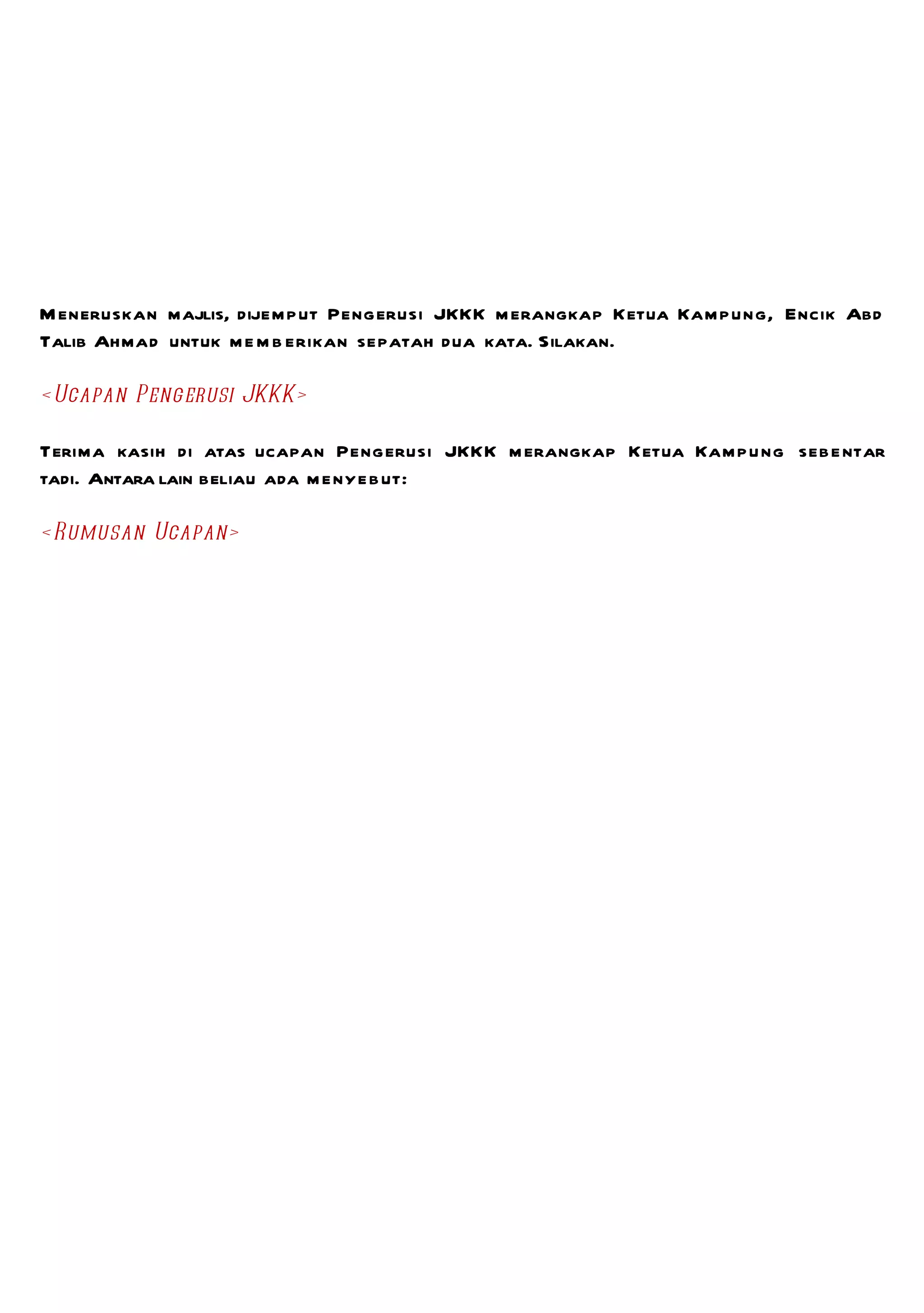 Teks pengacara majlis mesy agung pkj 2011 | DOC