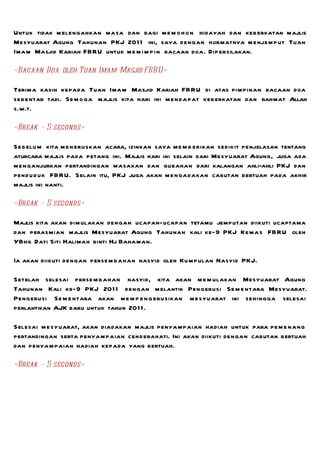 Teks pengacara majlis mesy agung pkj 2011 | DOC