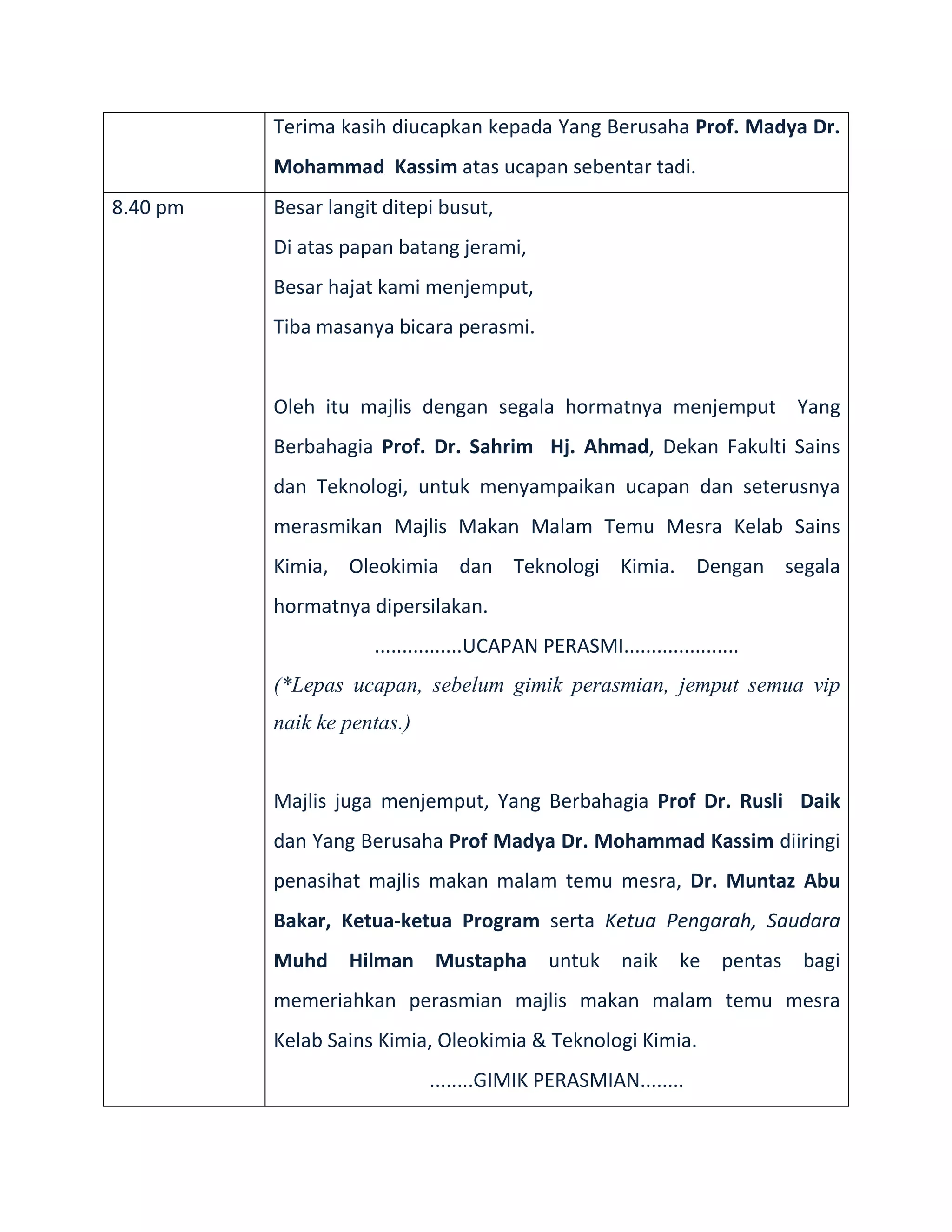 Teks pengacara majlis formal | PDF