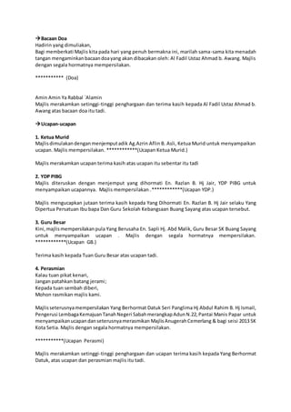 Teks pengacara majlis mac 2016 | PDF