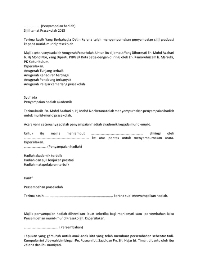 Teks pengacara majlis mac 2016 | PDF