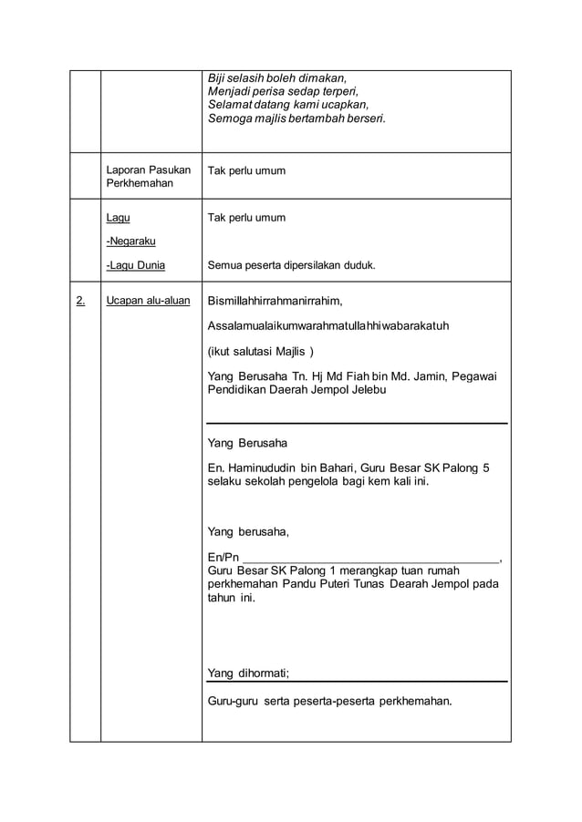 Teks pengacara majlis penutupan perkhemahan | DOCX