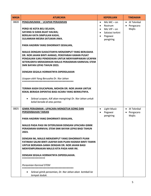 TEKS PENGACARA MAJLIS PERASMIAN KARNIVAL STEM | DOCX