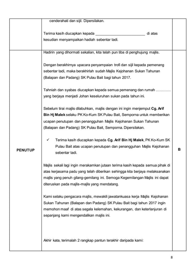 Teks pengacara sukan 2017 | DOCX
