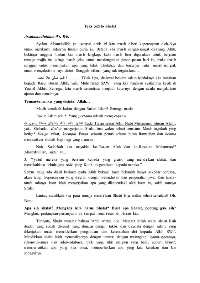 Teks pidato shalat | DOCX
