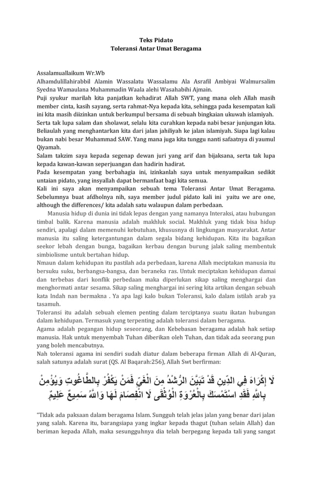 Teks pidato toleransi | DOCX