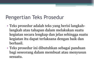 MATERI TEKS PROSEDUR: PENGERTIAN DAN JENIS-JENIS | PPTX