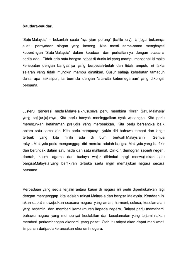 Teks syarahan 1 msia pemangkin perpaduan | DOCX