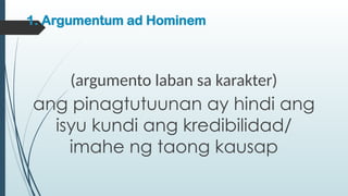 TEKSTONG ARGUMENTATIBO SA PAGBASA AT PAGSUSURI NG IBAT IBANG TEKSTO ...