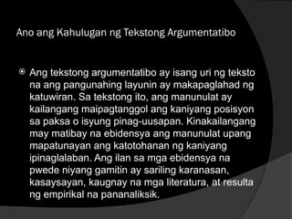 Tekstong Argumentatibo.pptx(modulegrade11) | PPTX