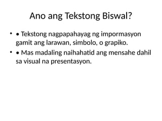 Tekstong_Biswal_PowerPoint.pptx Anunsiyo o Poster | PPTX