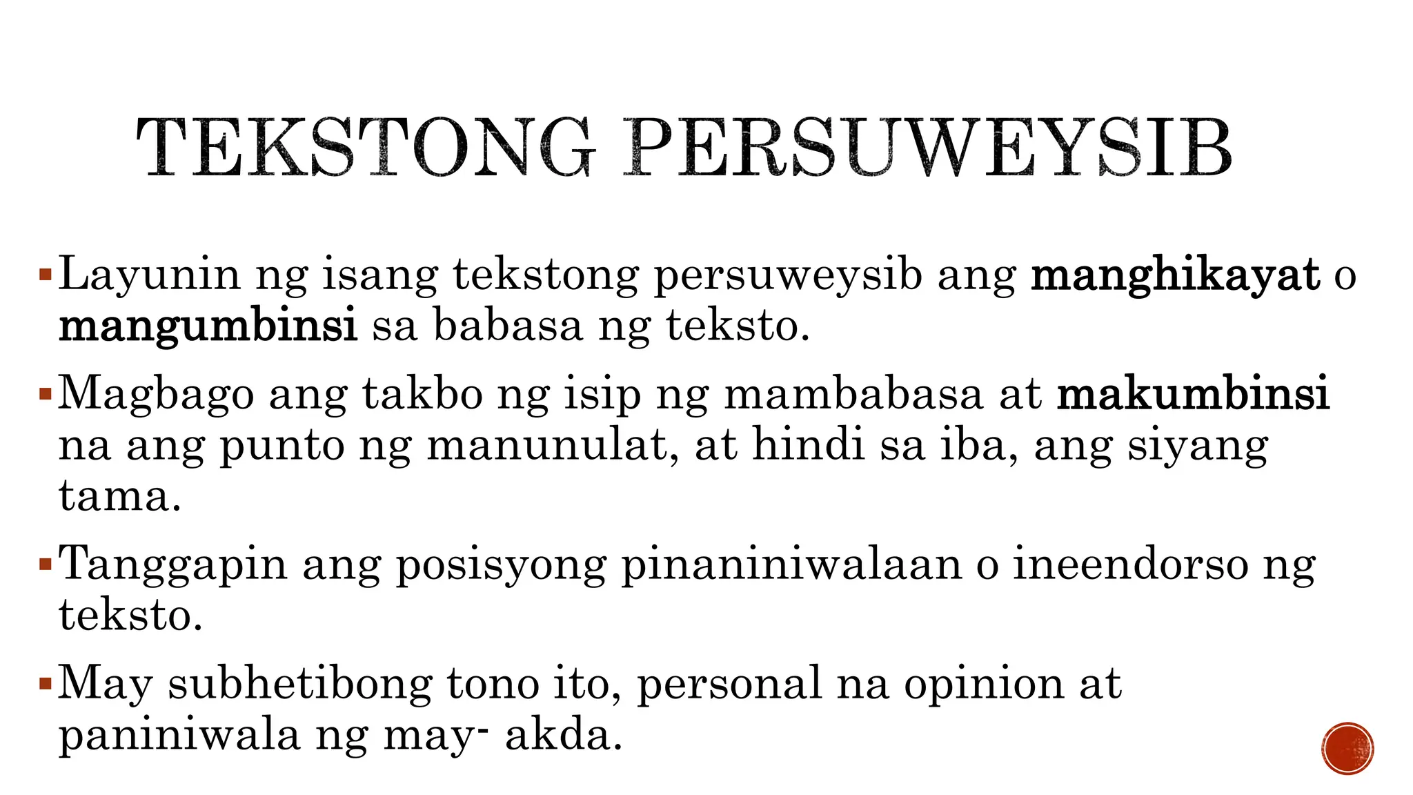 Tekstong Persuweysib o uri ng mga Tekstong | PPTX