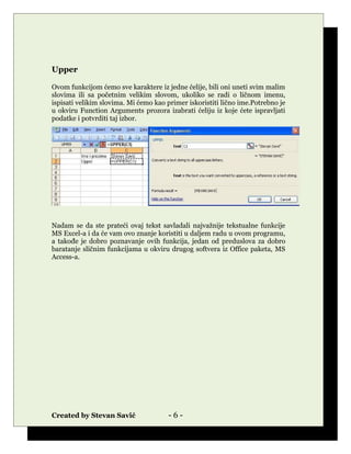 Tekstualne funkcije u Excel-u Stevan Savic | DOC