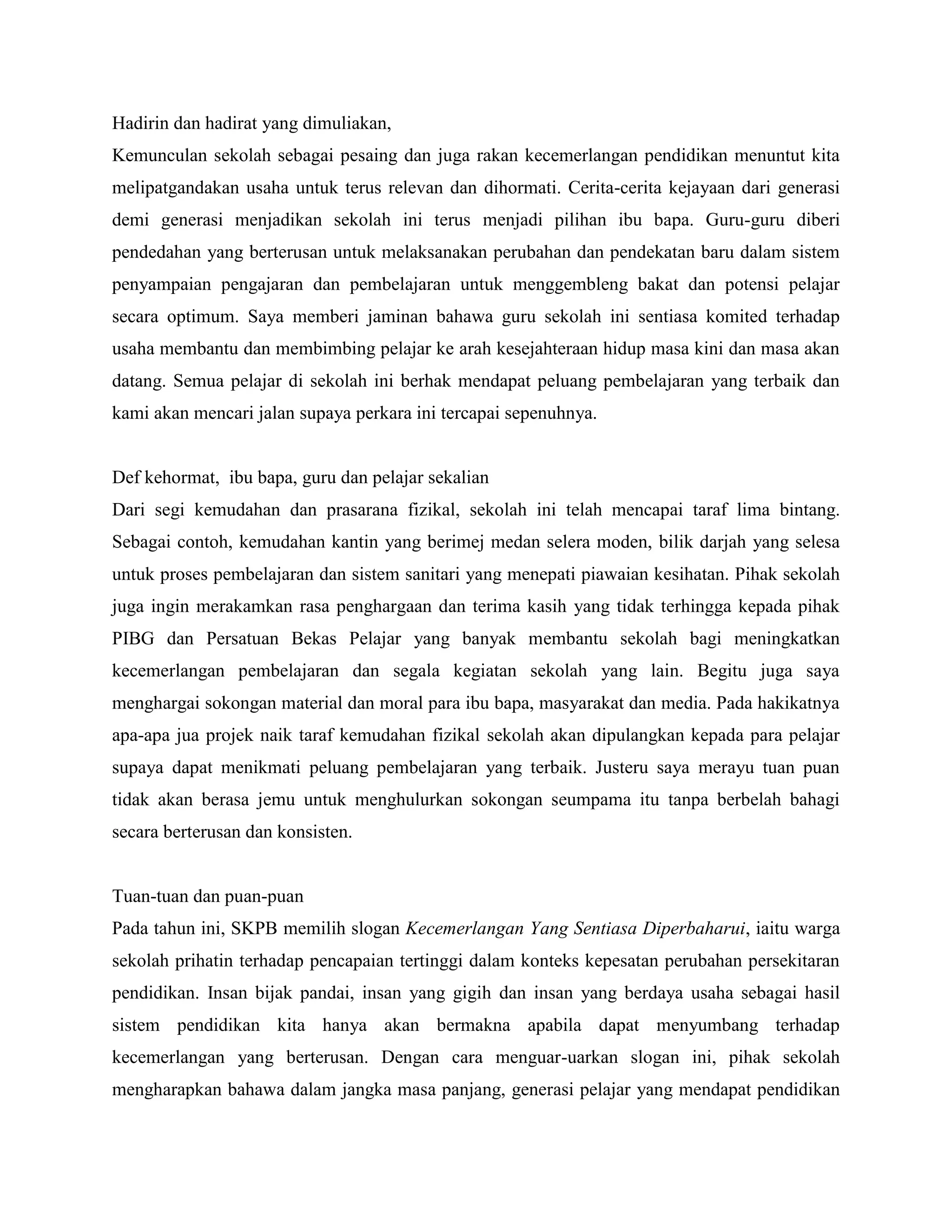 Teks ucapan bmk | PDF