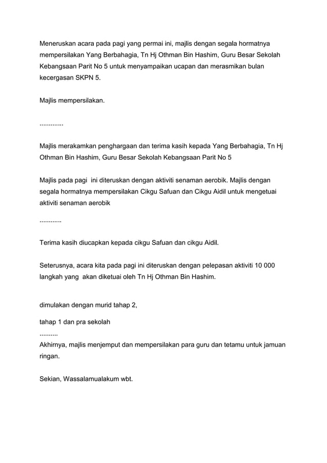 Teks ucapan mc | DOCX